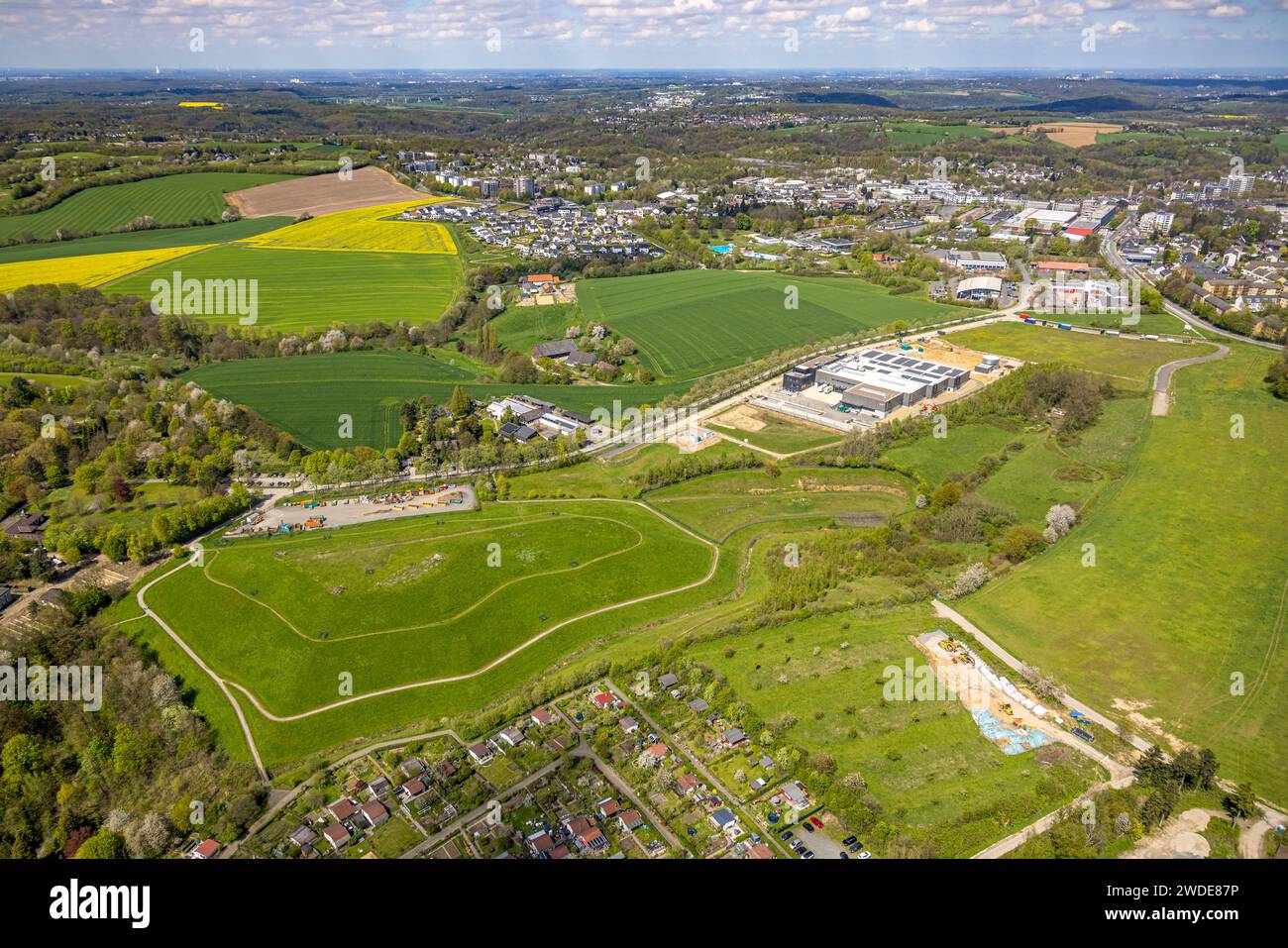 Aerial view, Heiligenhaus Innovation Park, building site and ...