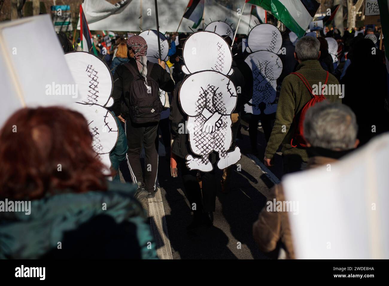 Posters of the fictional person 'Handala' during a demonstration in ...