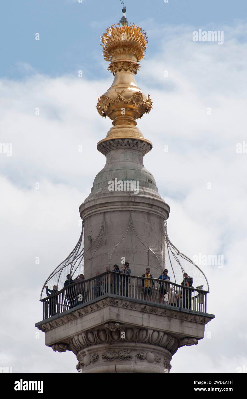 viewing platform at the top of the Monument to the Great Fire of London ...