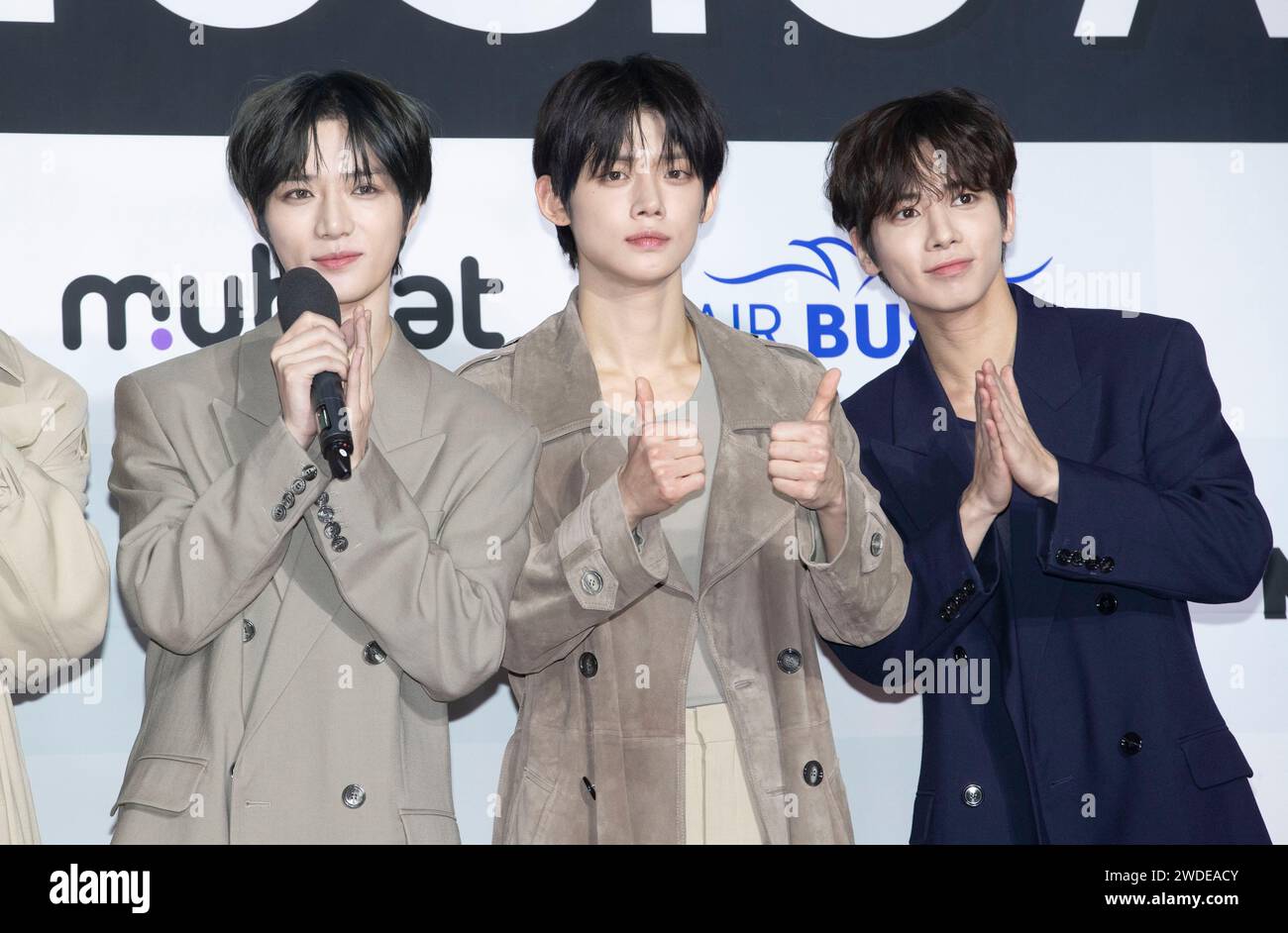 10 January 2024 - Busan, South Korea: South Korean K-Pop boy band TXT (Tomorrow X Together ...