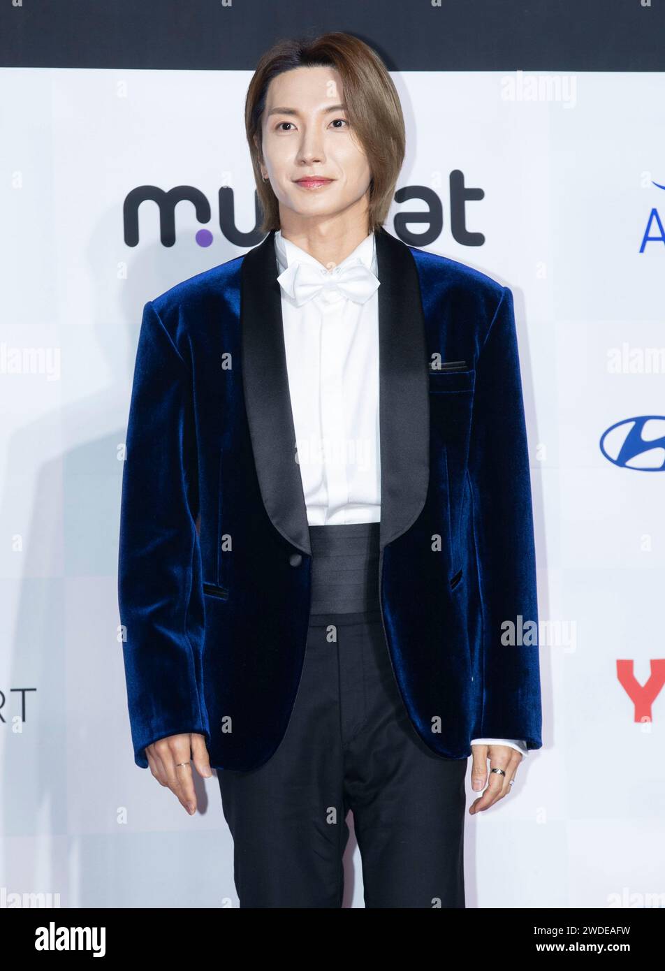 Busan, South Korea. 10th Jan, 2024. South Korean vocal Lee Teuk, member of boy band Super Junior ...