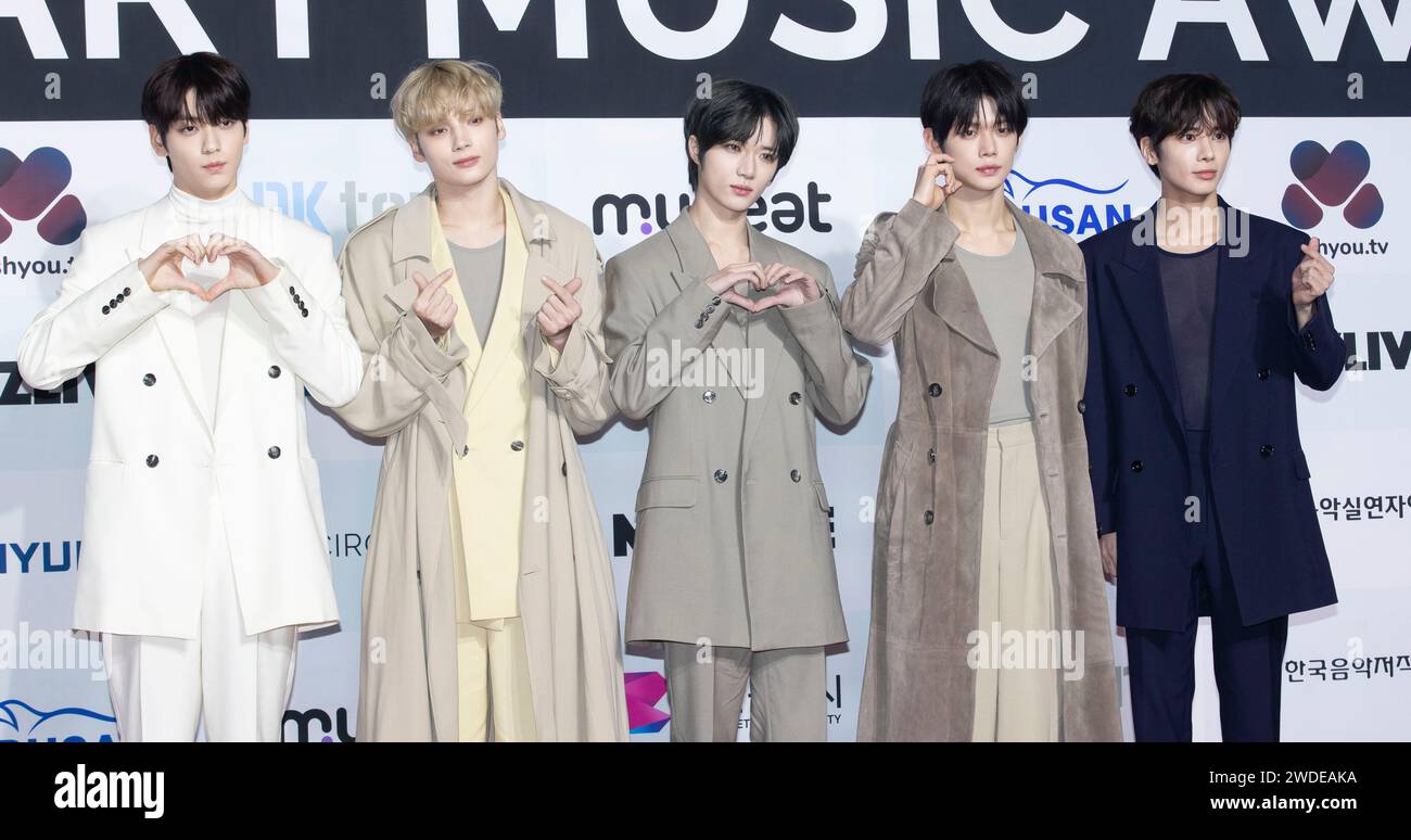 Busan, South Korea. 10th Jan, 2024. South Korean K-Pop boy band TXT ...