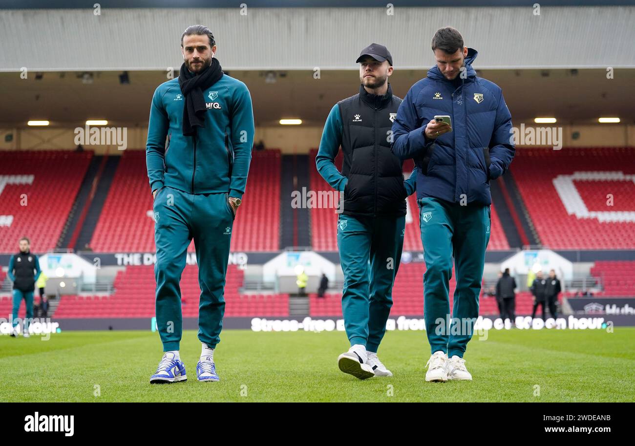Watford's Wesley Hoedt (left), Ryan Porteous (centre) and Daniel ...