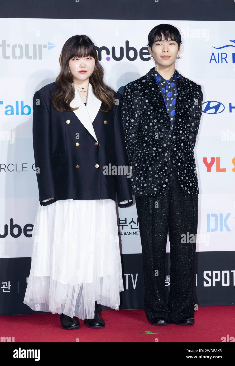 Busan, South Korea. 10th Jan, 2024. South Korean K-Pop duet AKMU, attend a red carpet during the ...