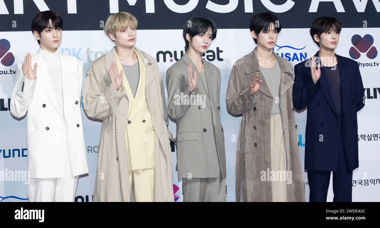 Busan, South Korea. 10th Jan, 2024. South Korean K-Pop boy band TXT (Tomorrow X Together ...
