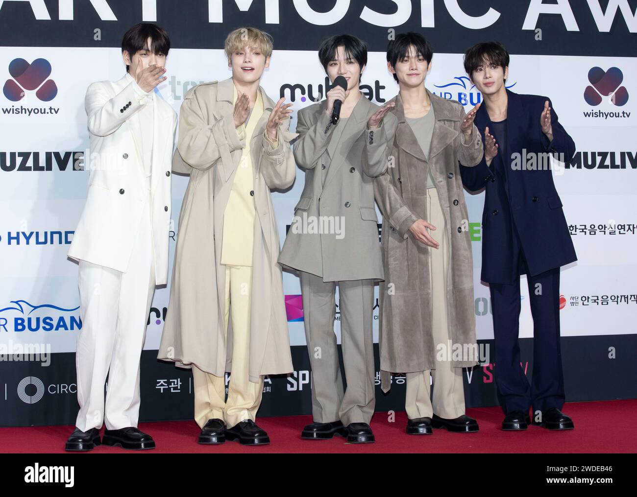 Busan, South Korea. 10th Jan, 2024. South Korean K-Pop boy band TXT (Tomorrow X Together ...