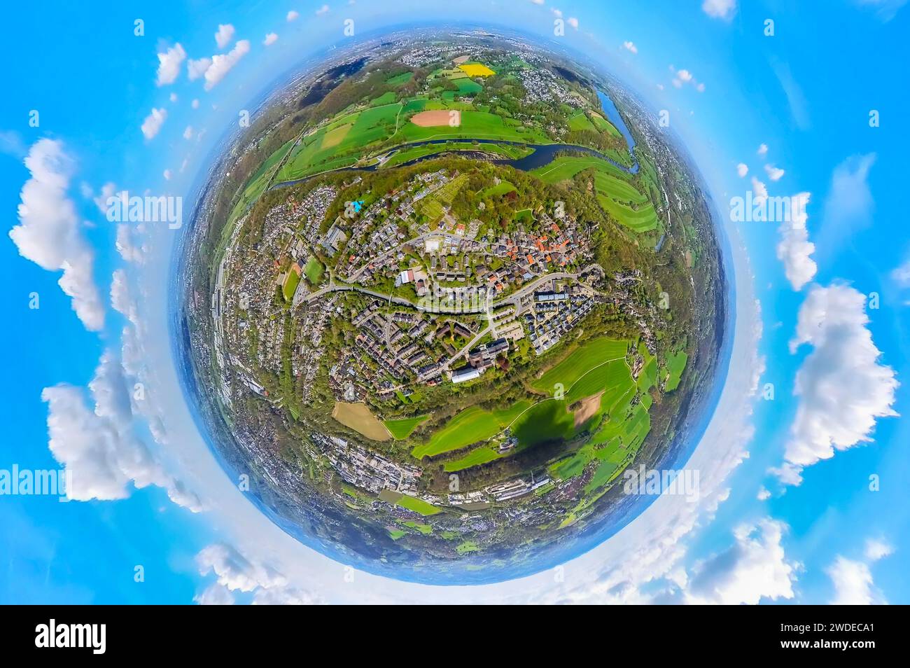 Aerial view, view of Blankenstein with Blankenstein Castle, Ruhraue and ... Aerial view, view of Blankenstein with Blankenstein Castle, Ruhraue and ...
