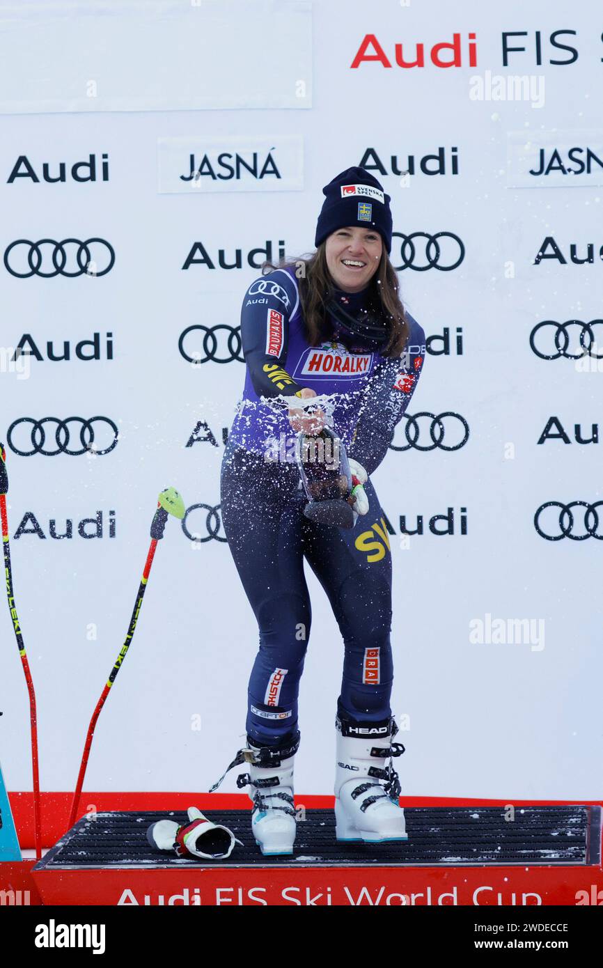 Sweden's Sara Hector celebrates winning an alpine ski, women's World ...