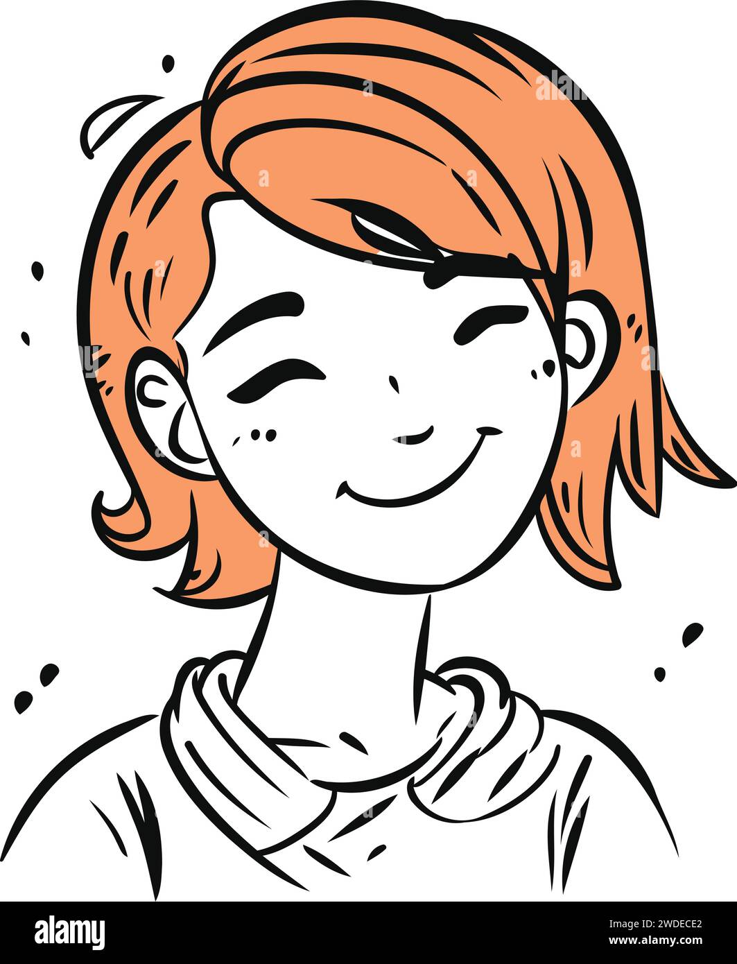 Smiling Redhead Girl With Freckles Vector Illustration Stock Vector Image And Art Alamy
