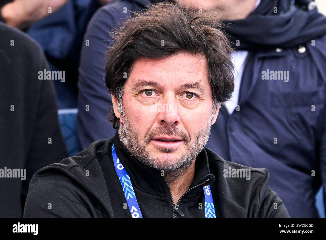 Paris, France. 18th Jan, 2024. Sebastien Grosjean coach of Arthur Fils ...