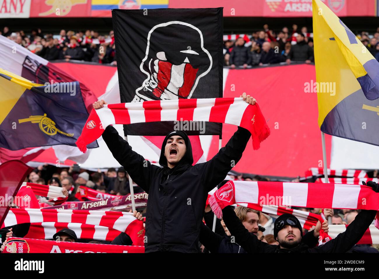 Arsenal fans ahead of the English Premier League soccer match between ...