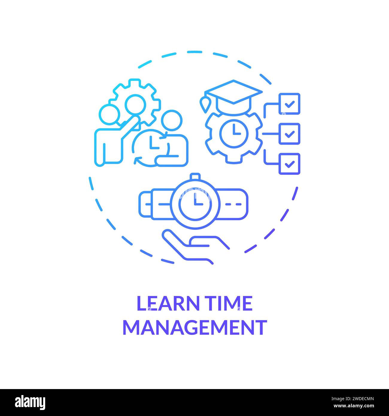 Thin line simple gradient learn time management icon concept Stock Vector Image & Art - Alamy