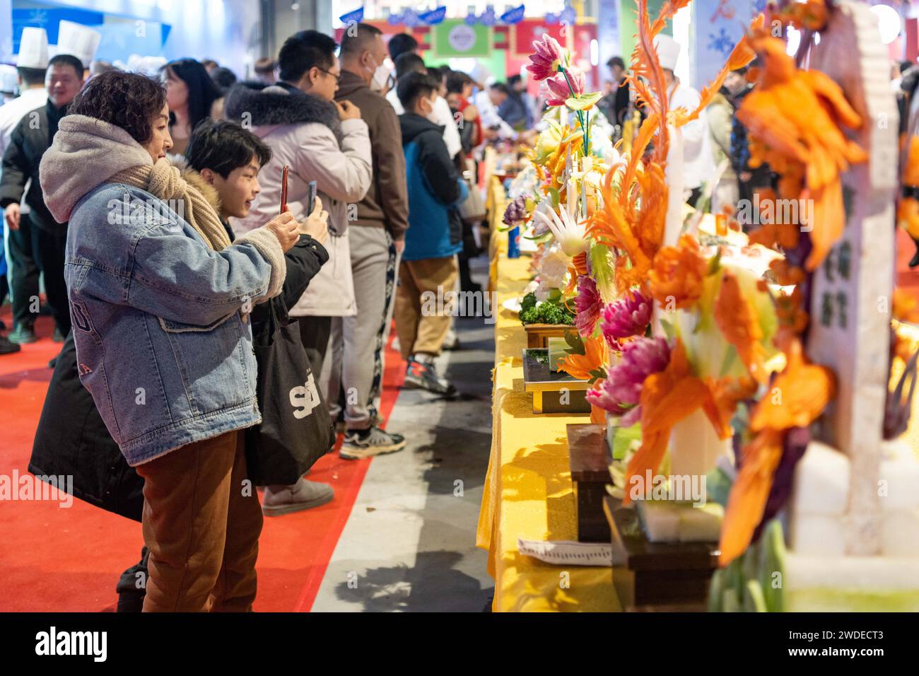 Harbin, China's Heilongjiang Province. 20th Jan, 2024. Tourists take ...