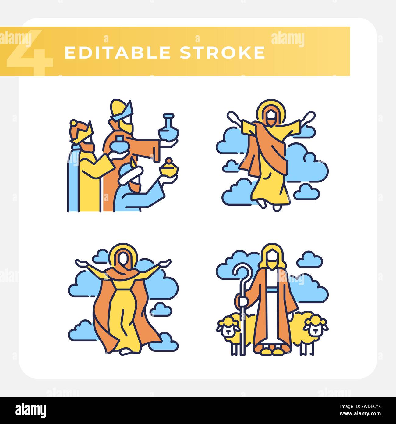 Religious scenes RGB color icons set Stock Vector Image & Art - Alamy