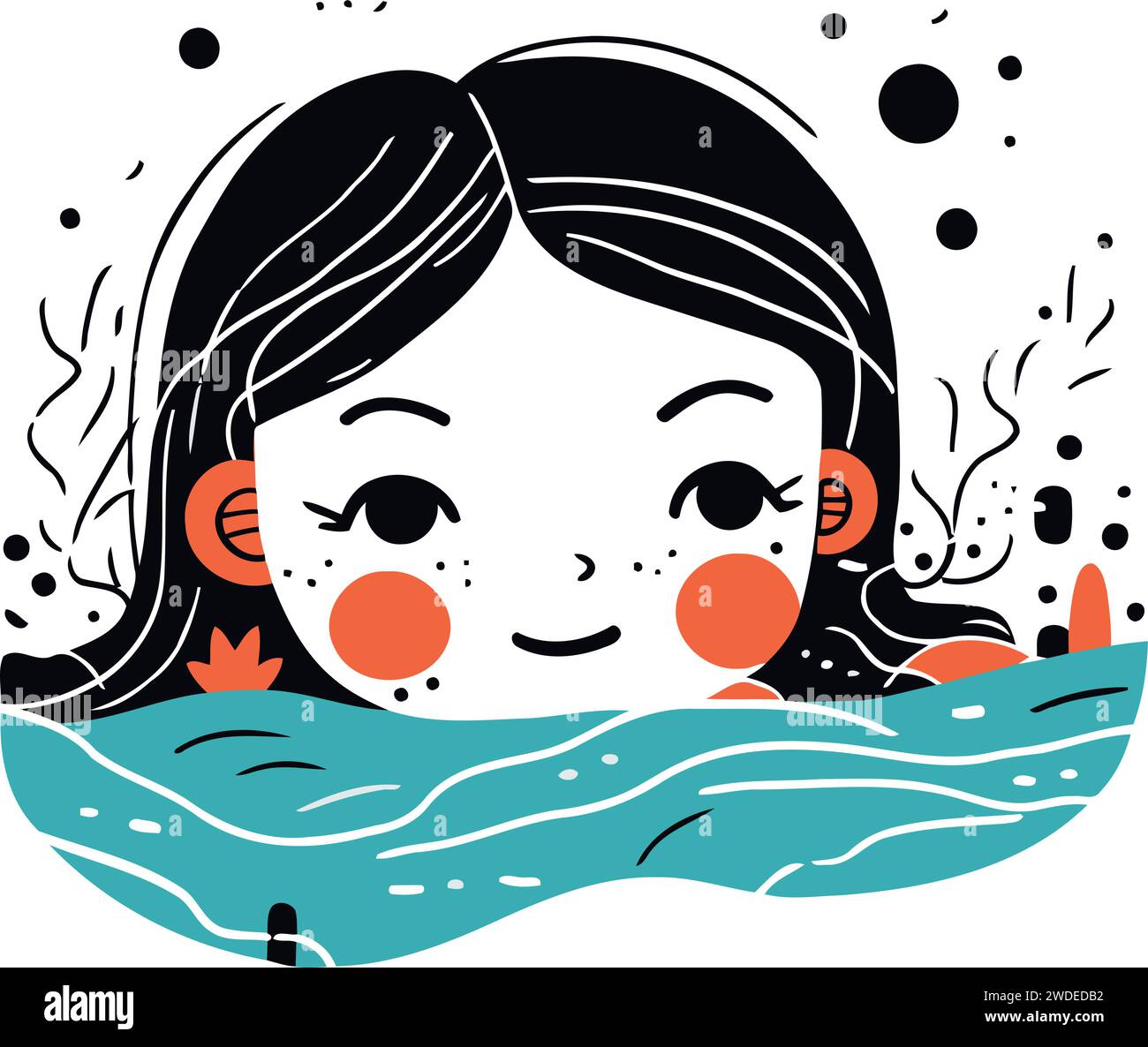 Girl in the sea Stock Vector Images - Alamy