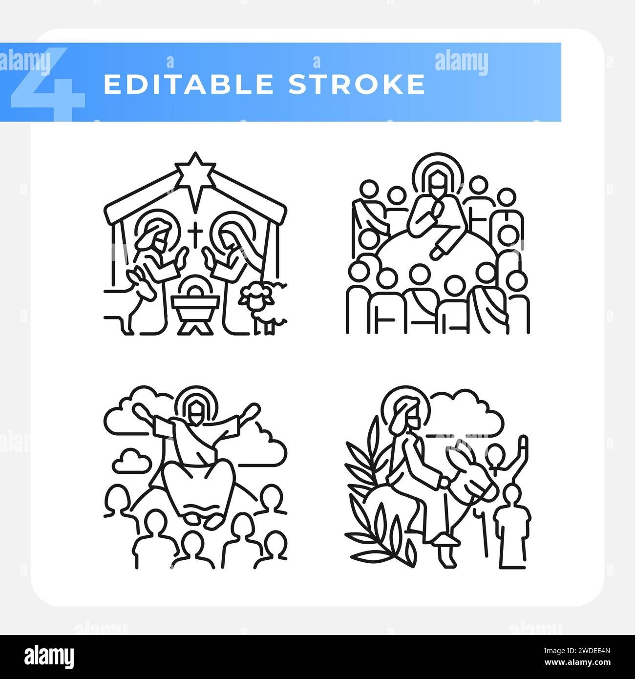 Ministry of Jesus linear icons set Stock Vector Image & Art - Alamy