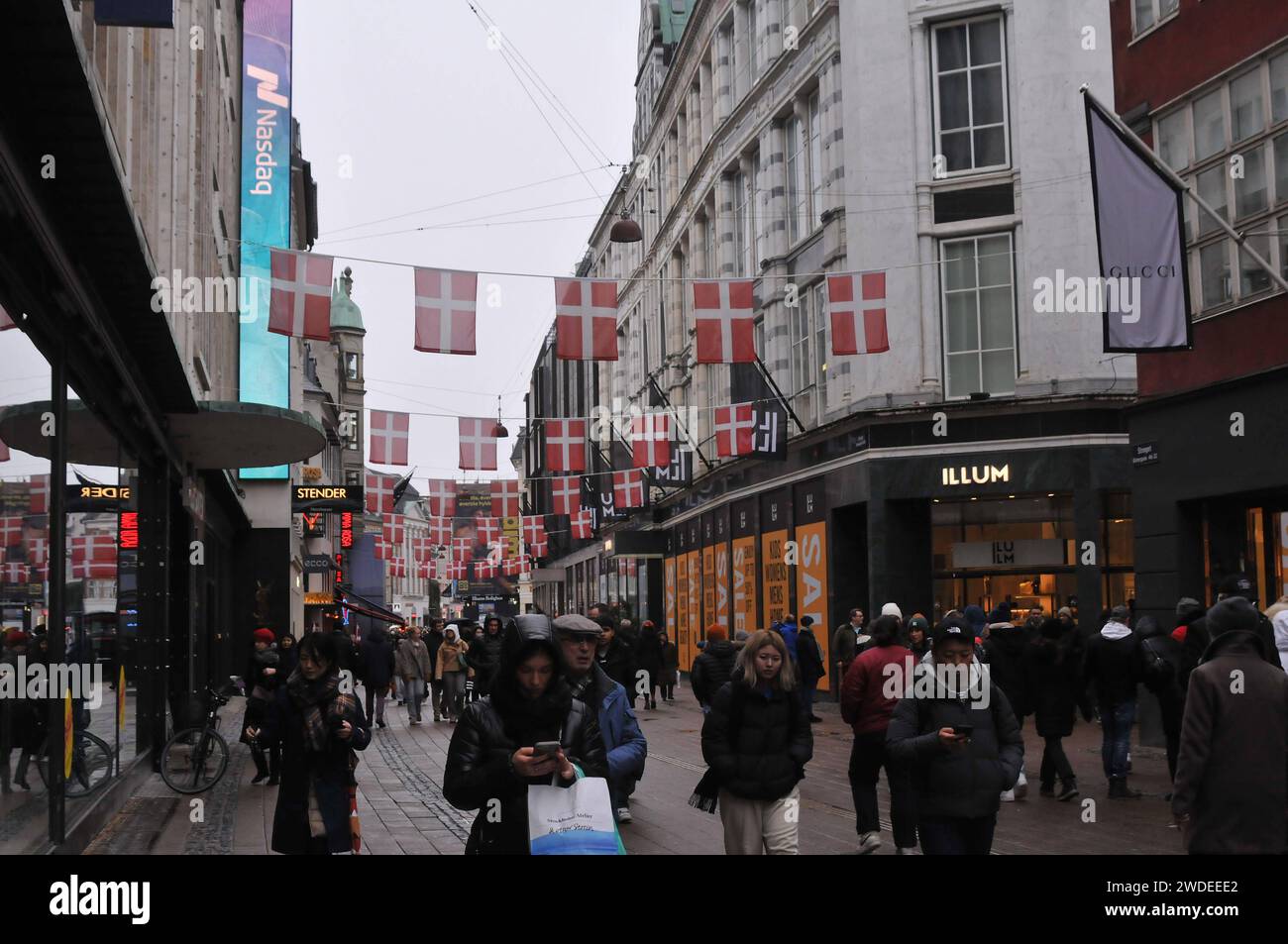 Copenhagen, Denmark /20 January 2024/Shoppers vsiting strgoet danish ...