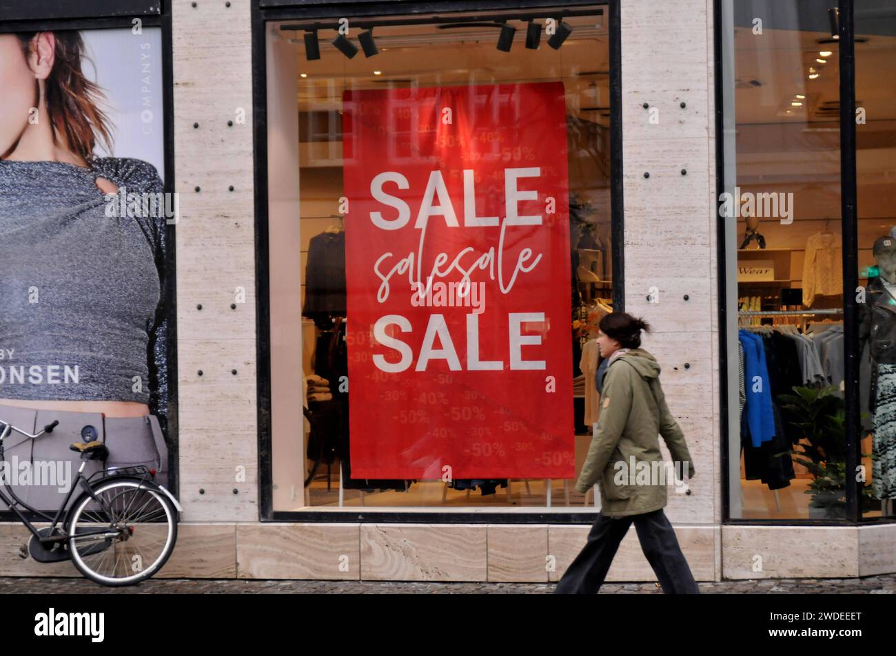 Copenhagen, Denmark /20 January 2024/Shoppers vsiting strgoet danish ...