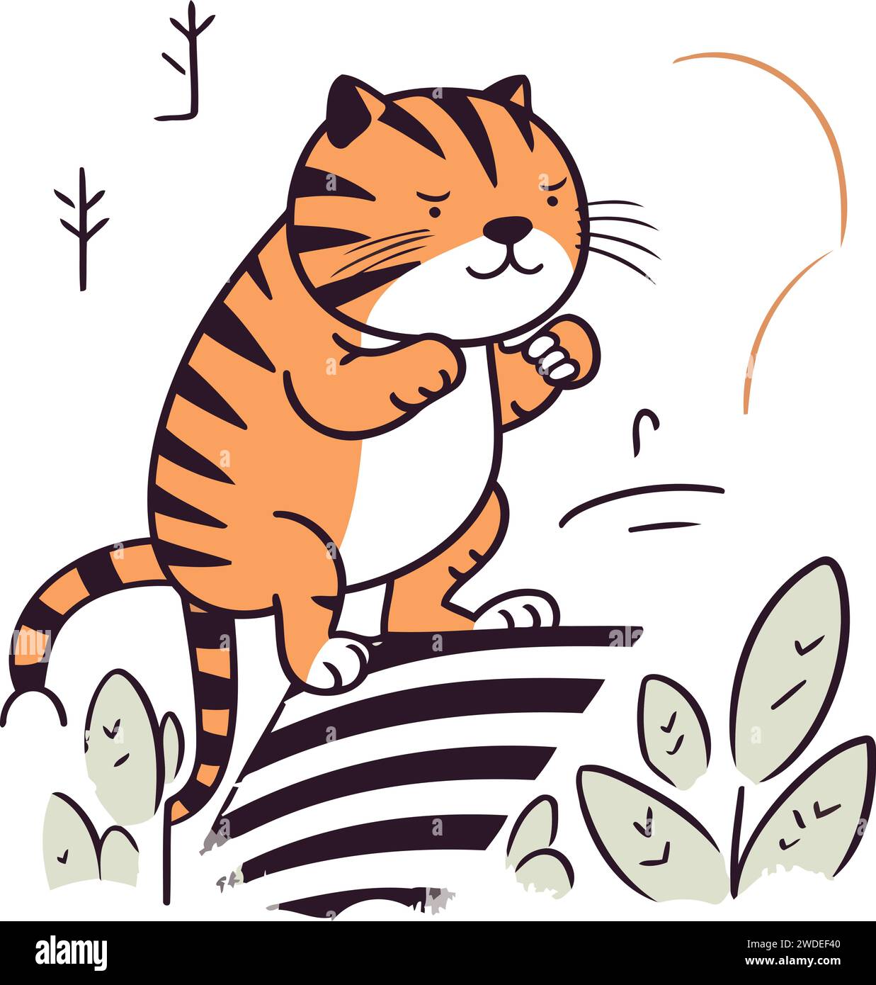 Cartoon illustration tiger standing hi-res stock photography and images ...