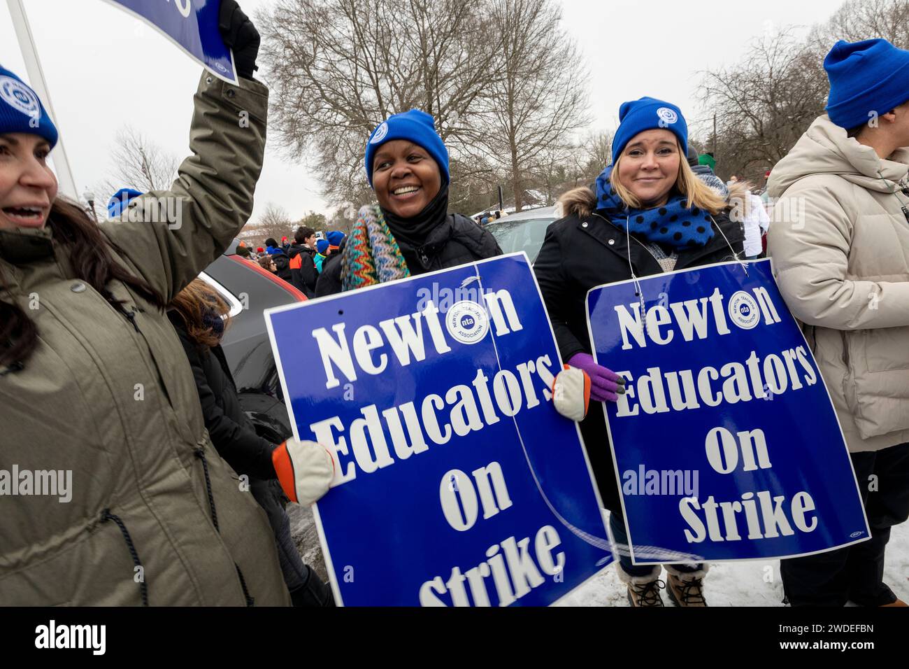 Jan. 19, 2024. Newton, MA., Newton Teachers rallied at Newton City Hall ...