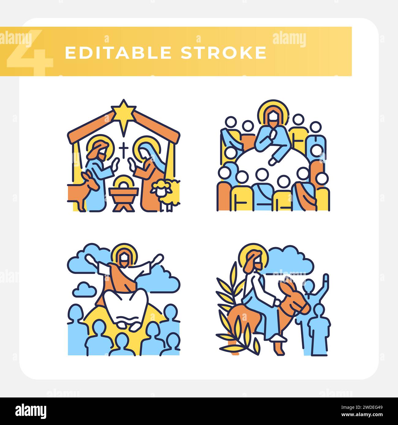 Ministry of Jesus RGB color icons set Stock Vector Image & Art - Alamy