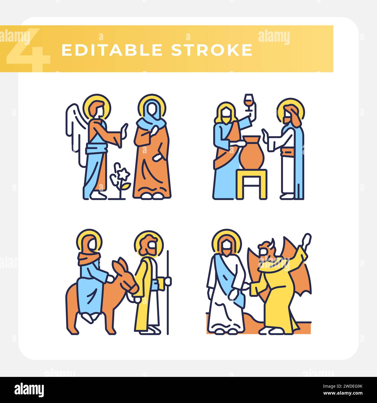 Holy figures RGB color icons set Stock Vector Image & Art - Alamy