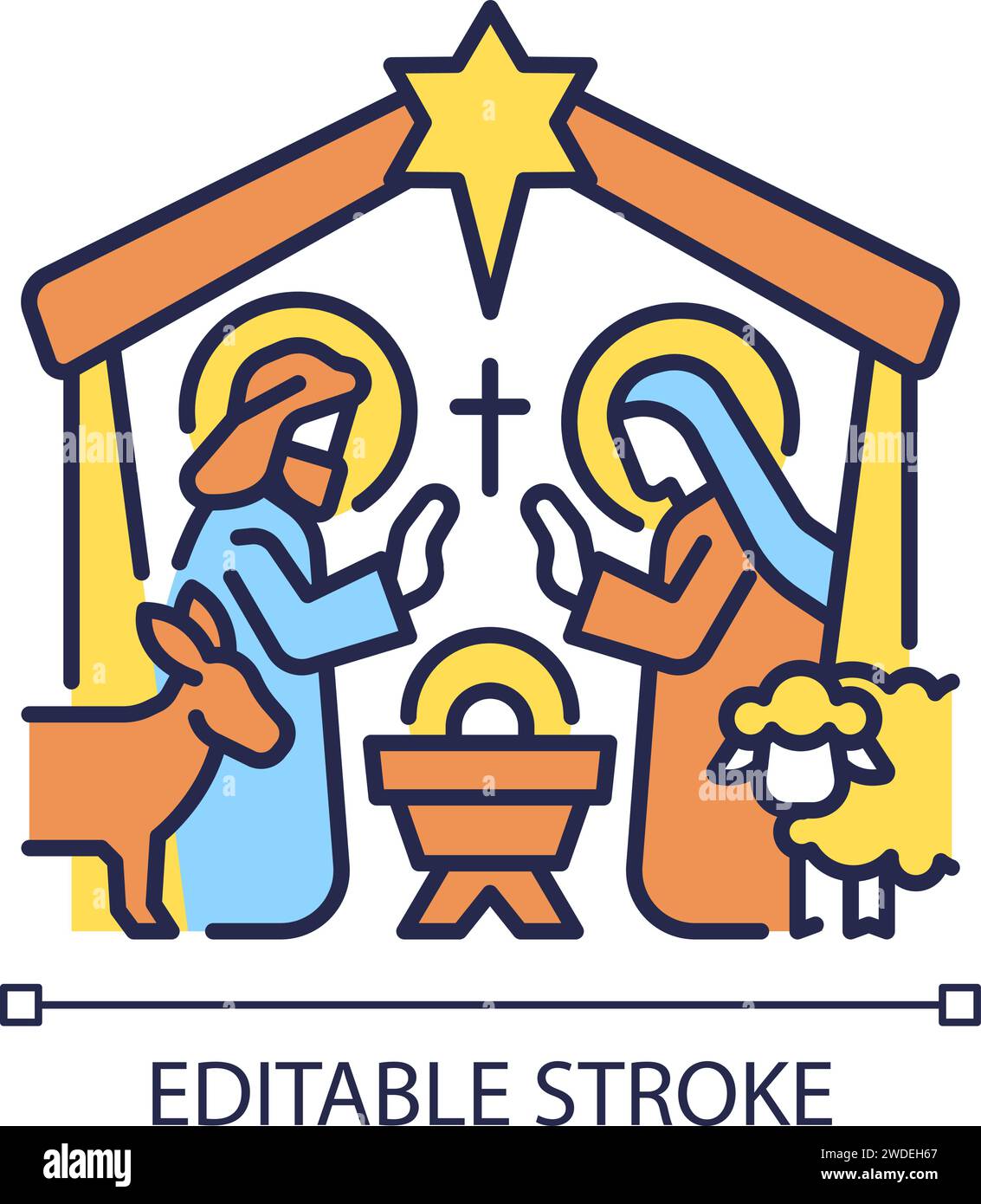 Nativity Scene Rgb Color Icon Stock Vector Image And Art Alamy