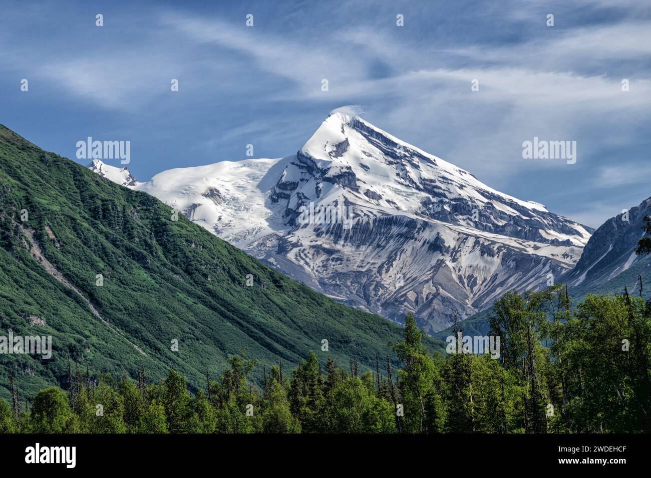 Redoubt Volcano, Mt. Redoubt. A view from the Lake Clark. Alaska Stock ...