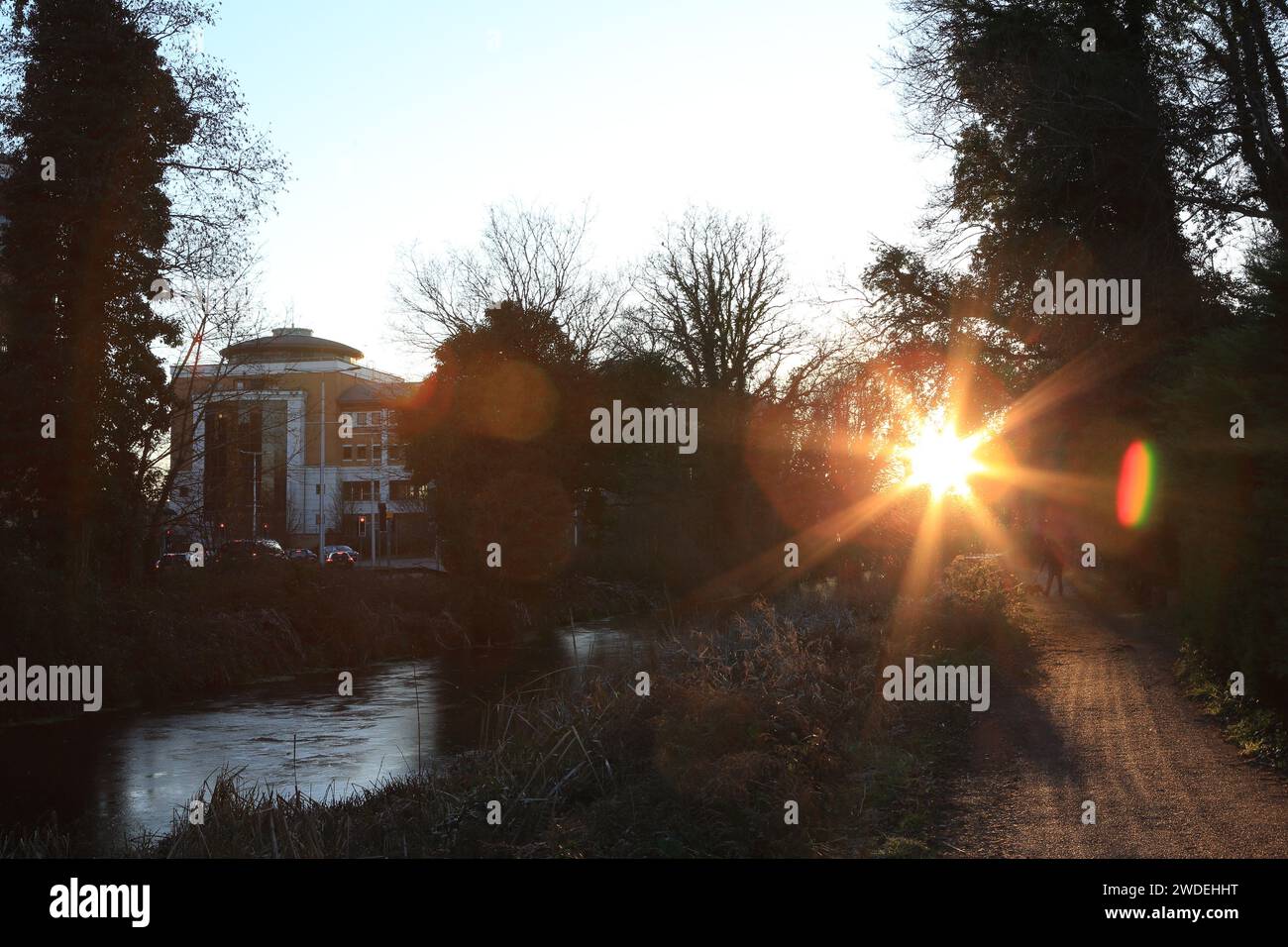 Town Wharf, on the Basingstoke Canal in Woking town centre, Surrey, UK ...