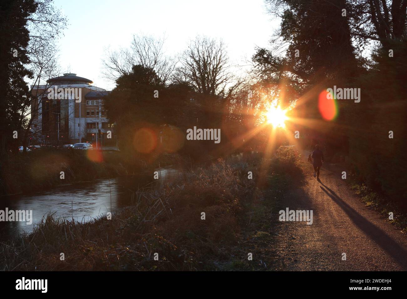 Town Wharf, on the Basingstoke Canal in Woking town centre, Surrey, UK ...