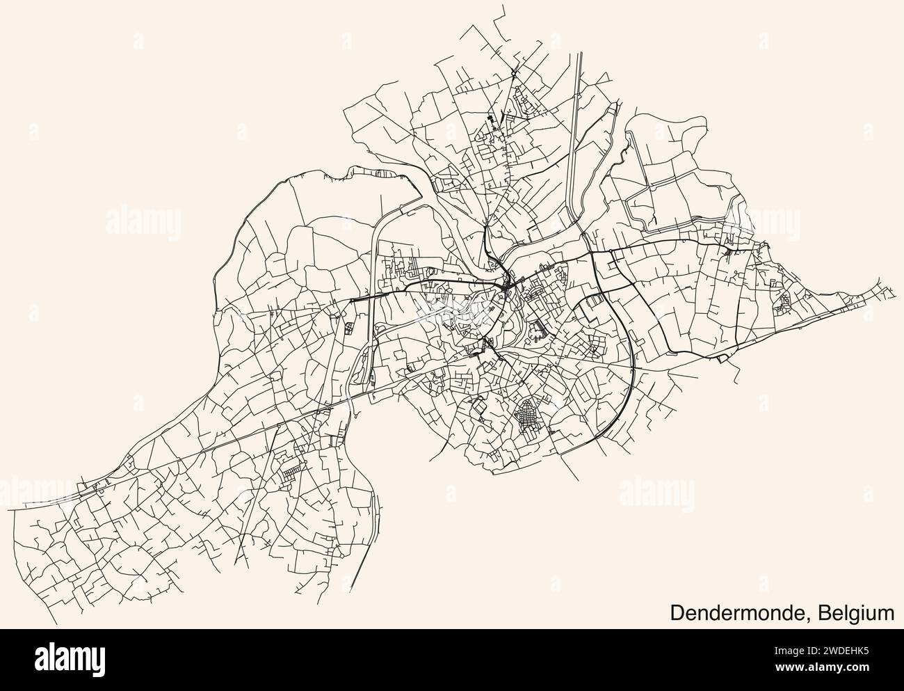 Street roads map of DENDERMONDE, BELGIUM Stock Vector Image & Art - Alamy