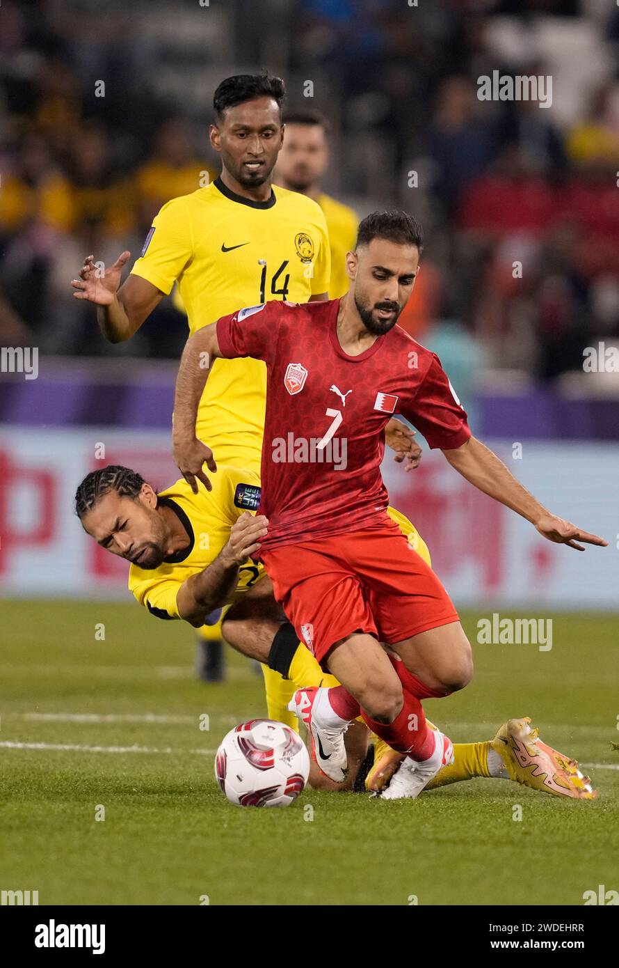 Malaysia's Corbin Ong, center, stops Bahrain's Ali Madan, front, during ...