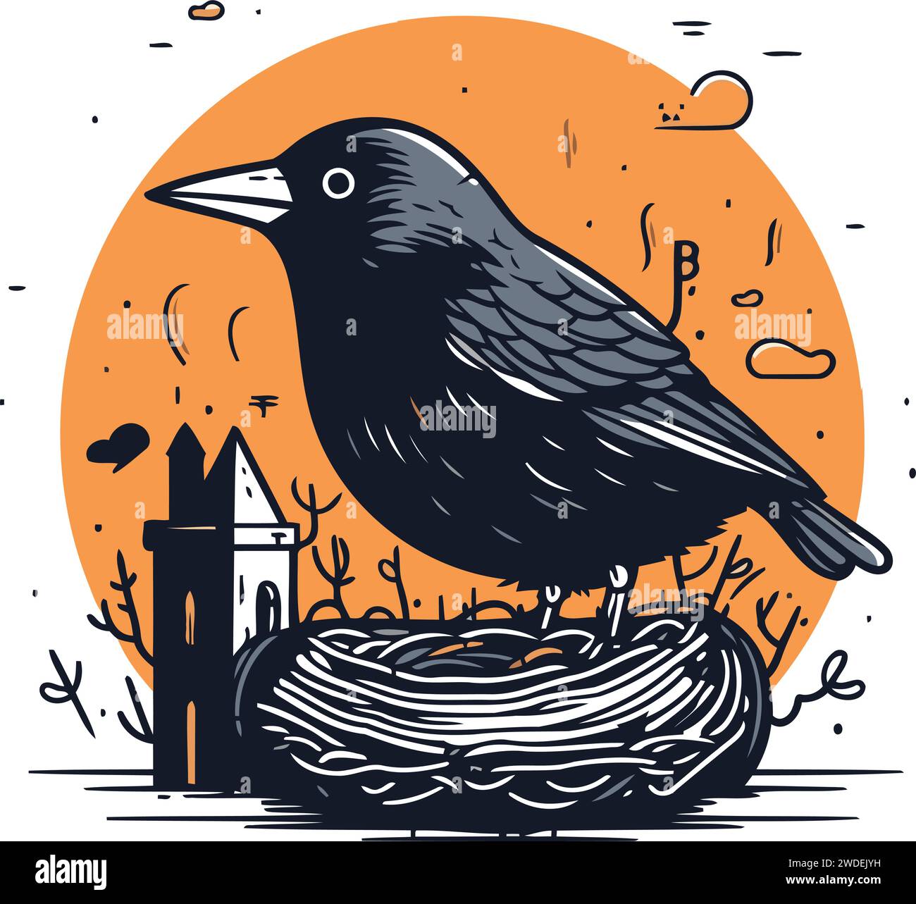 Crow sitting in nest hi-res stock photography and images - Alamy