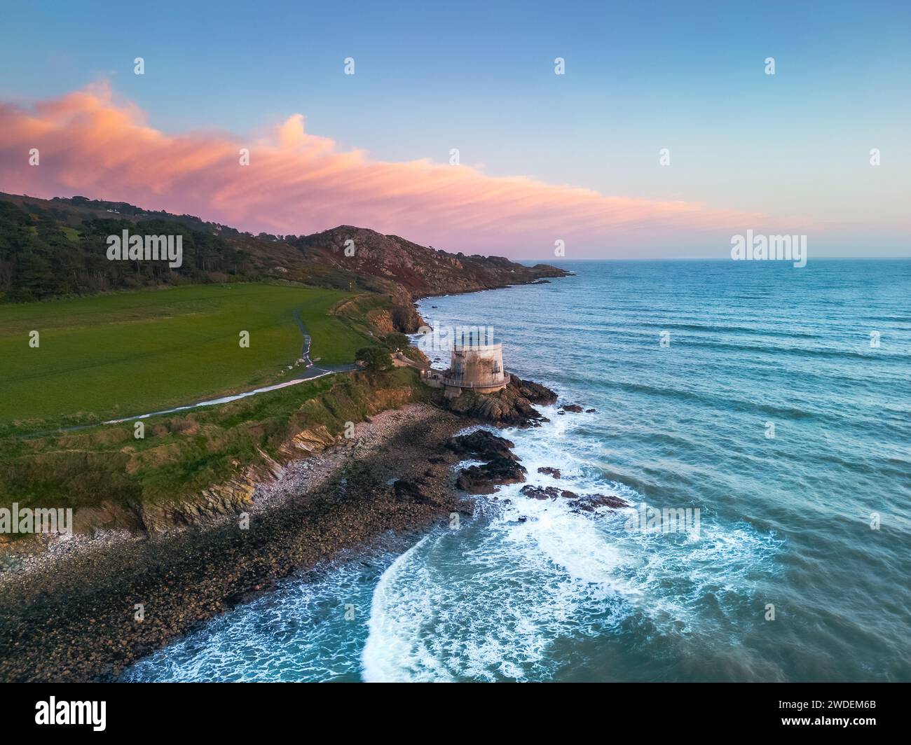 Sunset sky facing southeast at the Sutton Martello Tower Stock Photo ...