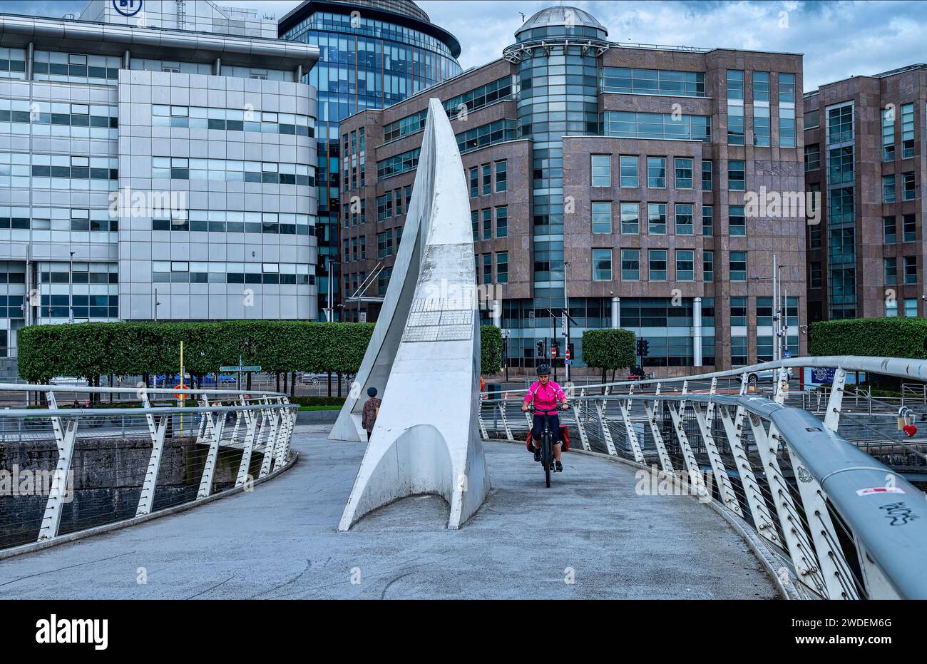 The Tradeston Bridge also known as the Squiggly Bridge in central ...