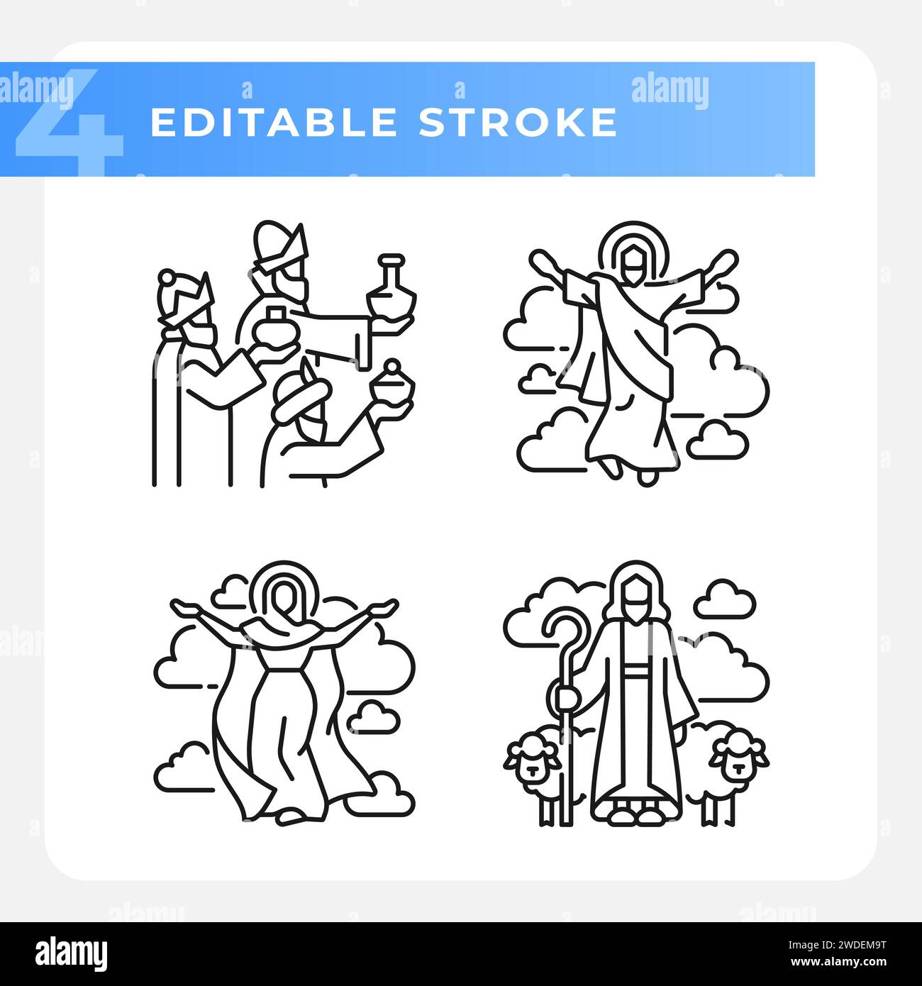 Religious scenes linear icons set Stock Vector Image & Art - Alamy