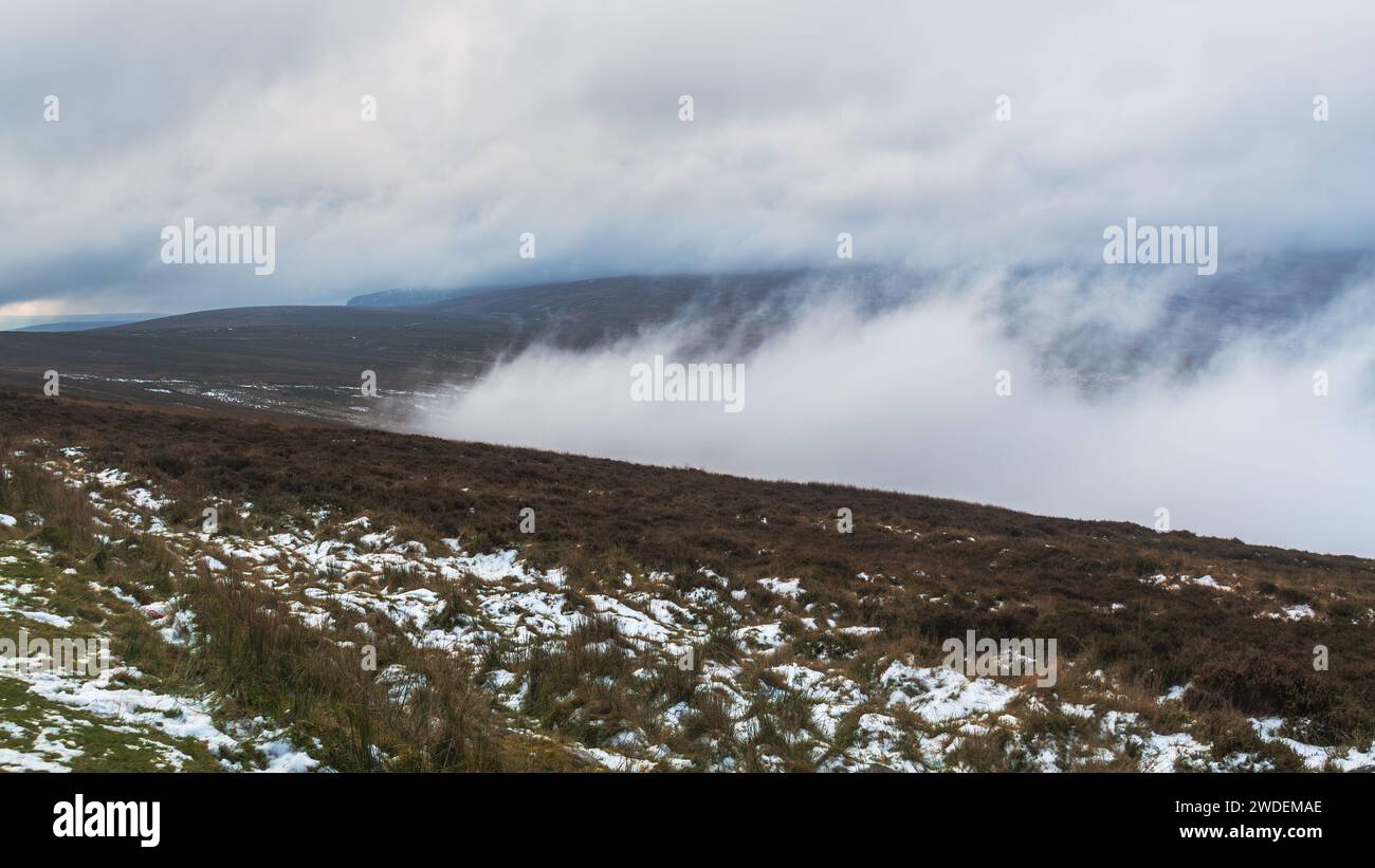 Low lying fog and a dusting of snow at the Old Military Road, Dublin ...