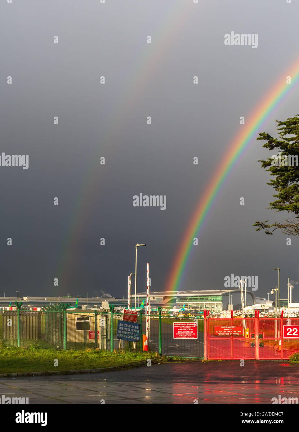 Double rainbow over Dublin Airport Stock Photo - Alamy