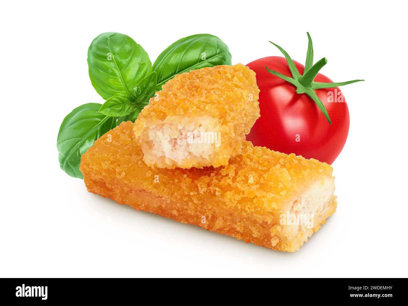Fish finger or stick isolated on white background with full depth of ...