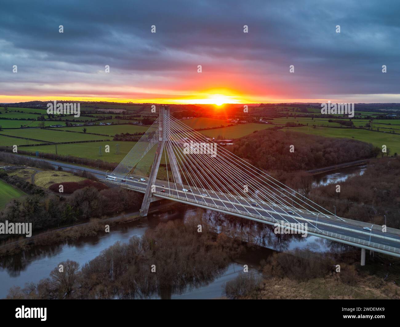 Sunset over the Mary McAleese Bridge Stock Photo - Alamy