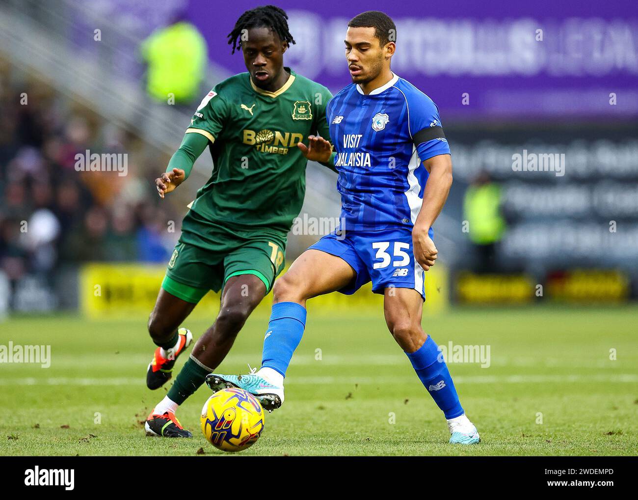 Darko Gyabi of Plymouth Argyle in action during the Sky Bet ...