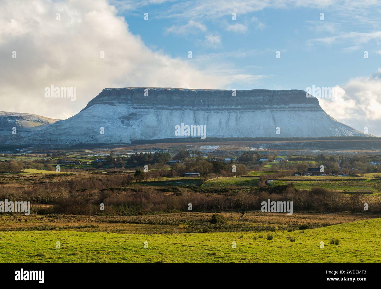 Benbulben with a light dusting of snow Stock Photo - Alamy