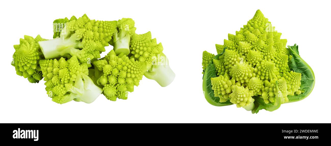 Romanesco broccoli cabbage or Roman Cauliflower isolated on white ...