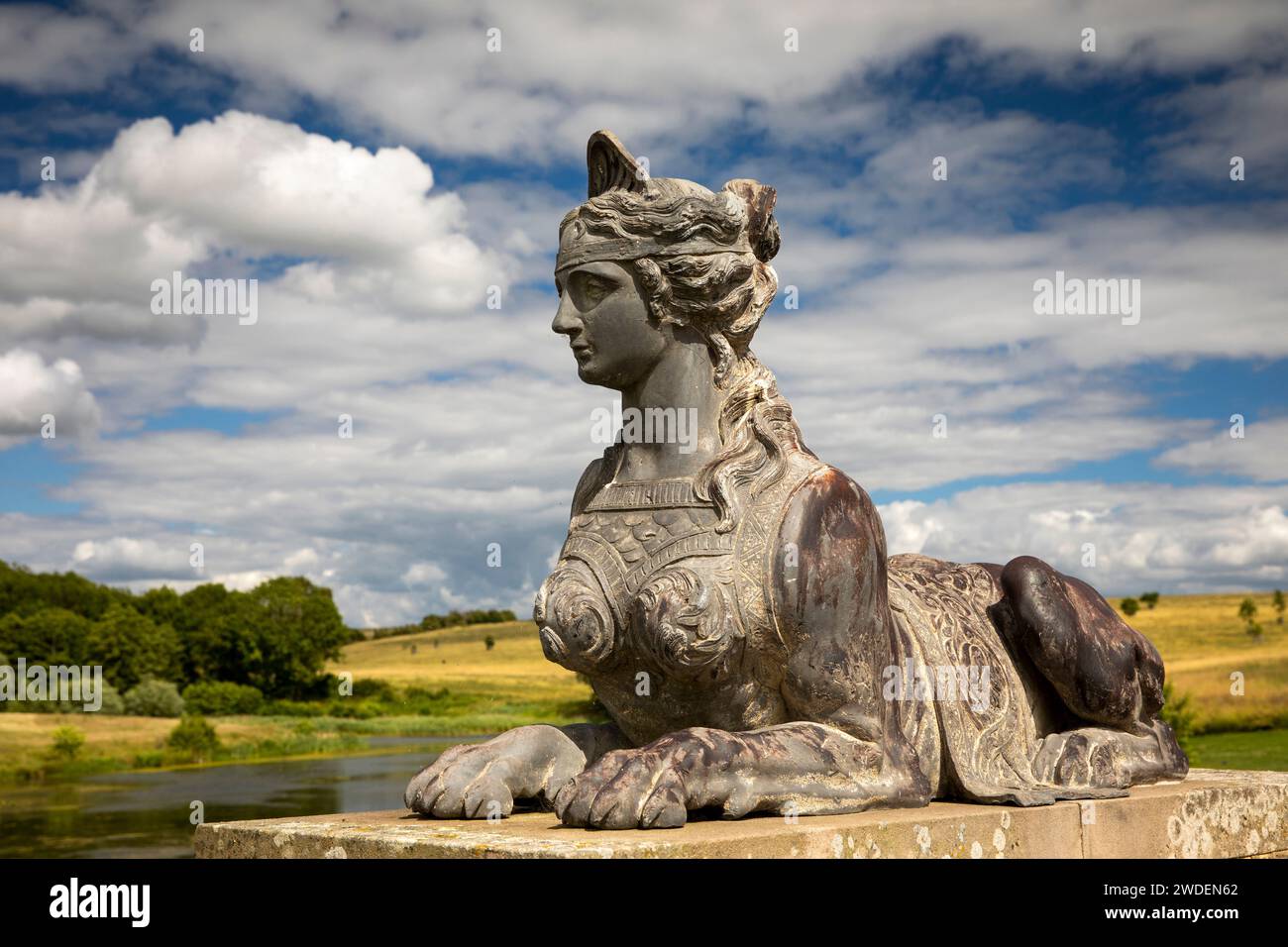 UK, England, Warwickshire, Compton Verney House, sphinx figure ...