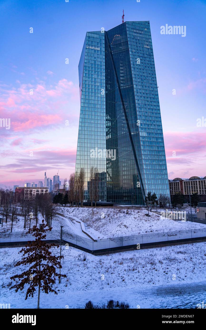 The skyline of Frankfurt am Main, skyscrapers of the banking district ...