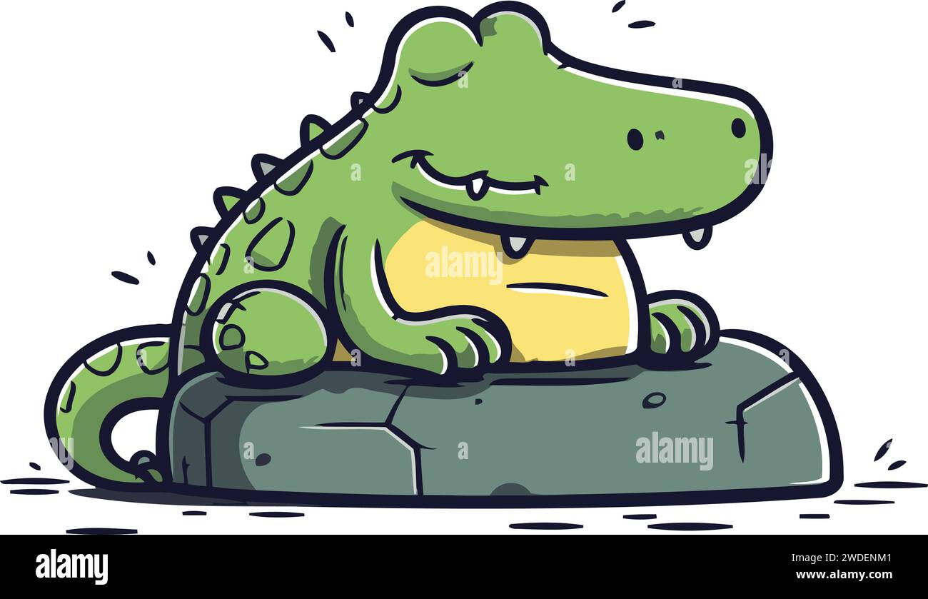 Crocodile sitting on stone Stock Vector Images - Alamy