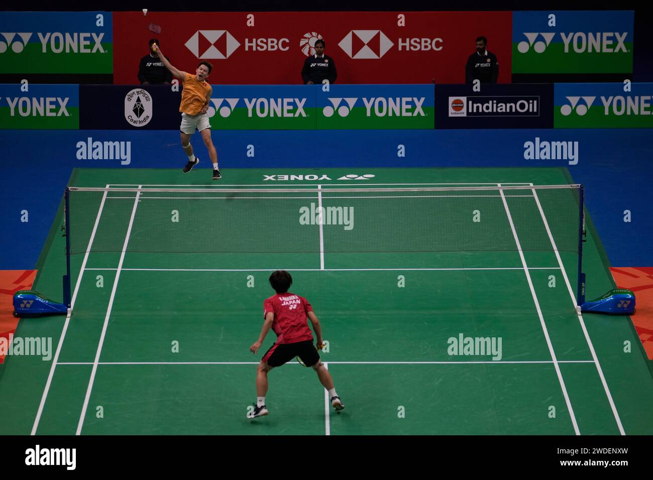 Singapore's Lee Cheuk Yiu, facing camera, returns a shot as he competes ...