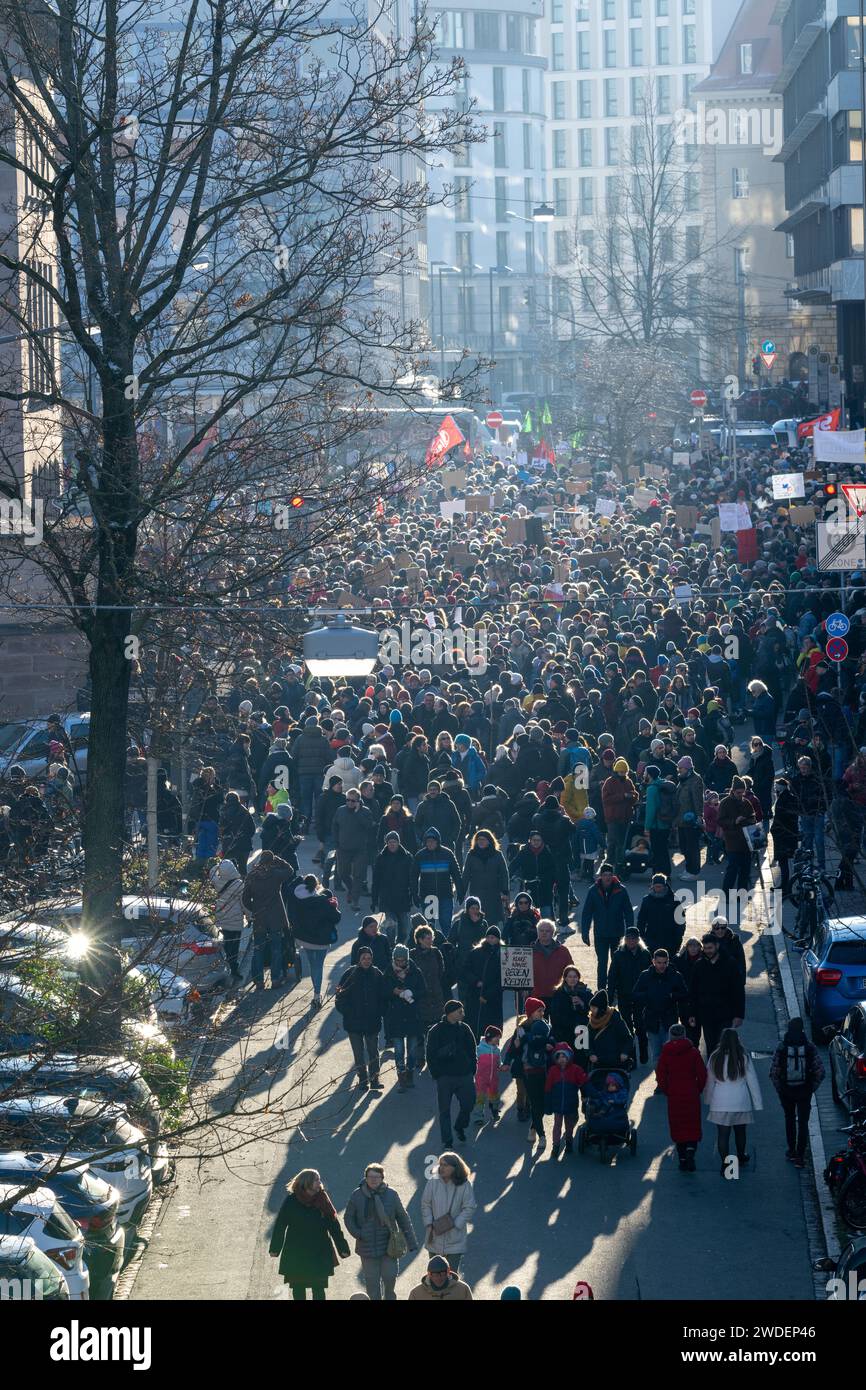 Nuremberg, Germany. 20th Jan, 2024. Thousands of people have gathered ...