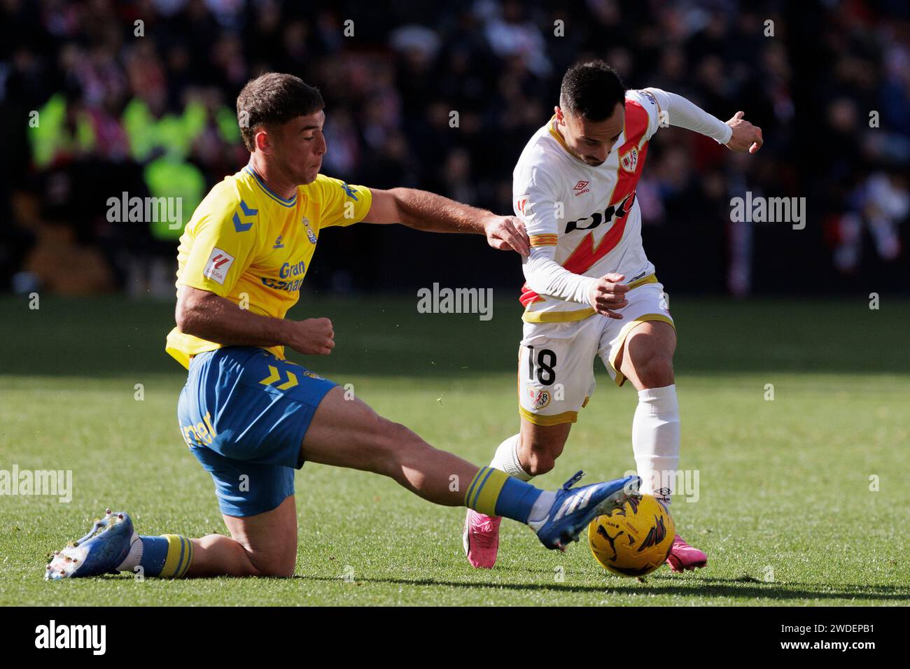 MADRID, SPAIN - JANUARY 20: Alvaro Garcia of Rayo Vallecano and Juan ...