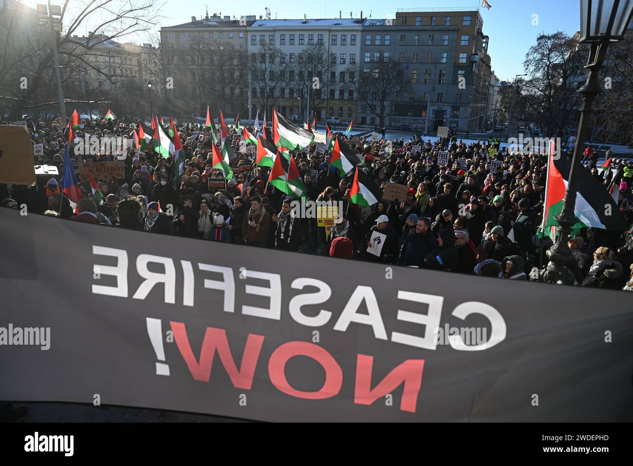 Prague, Czech Republic. 20th Jan, 2024. March in solidarity with ...